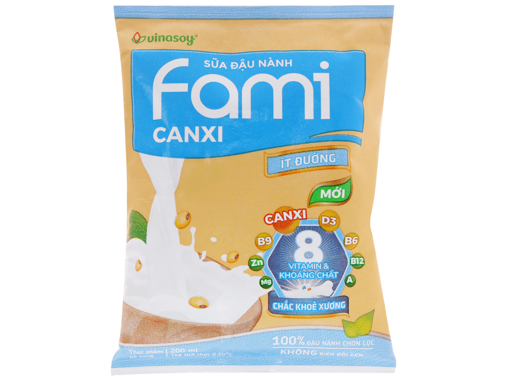 Sữa đậu nành ít đường Fami Canxi bịch 200ml | Văn phòng p...