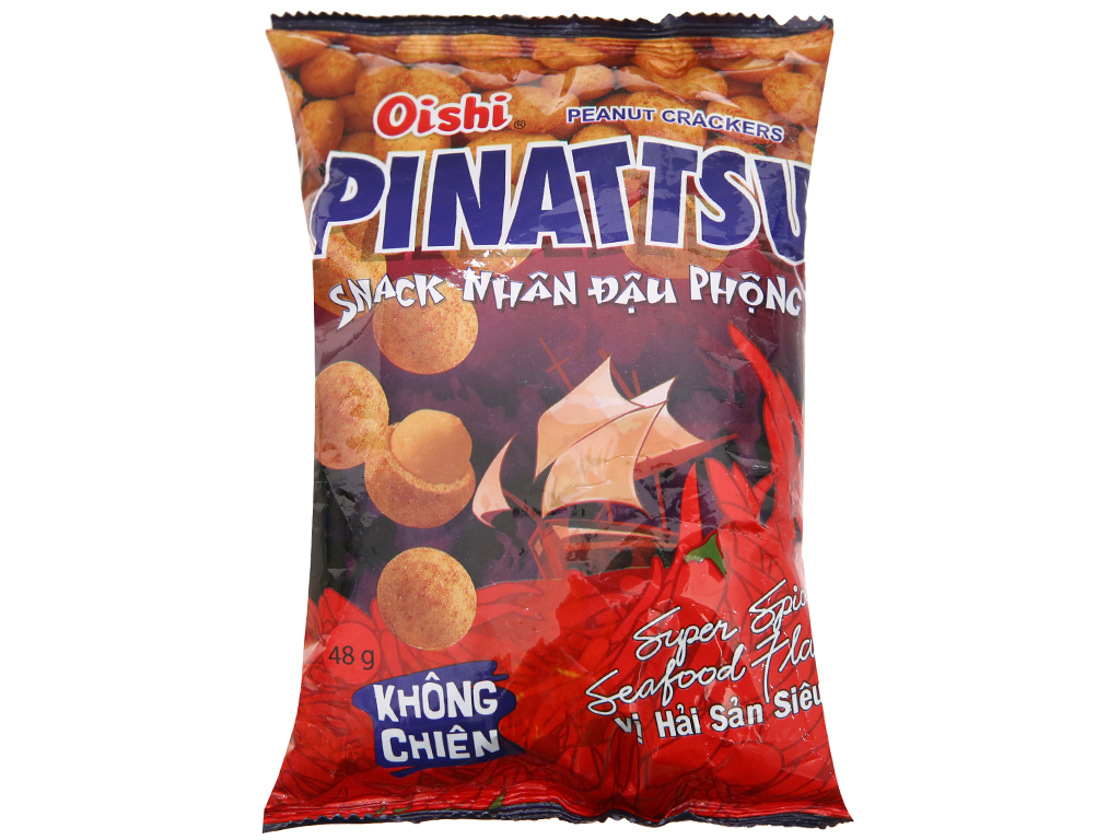 Snack nhân đậu phộng vị hải sản siêu cay Pinattsu Oishi