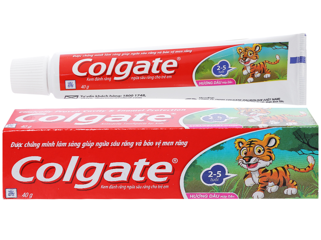 Kem đánh răng cho bé từ 2 - 5 tuổi Colgate Tiger hương dâ...