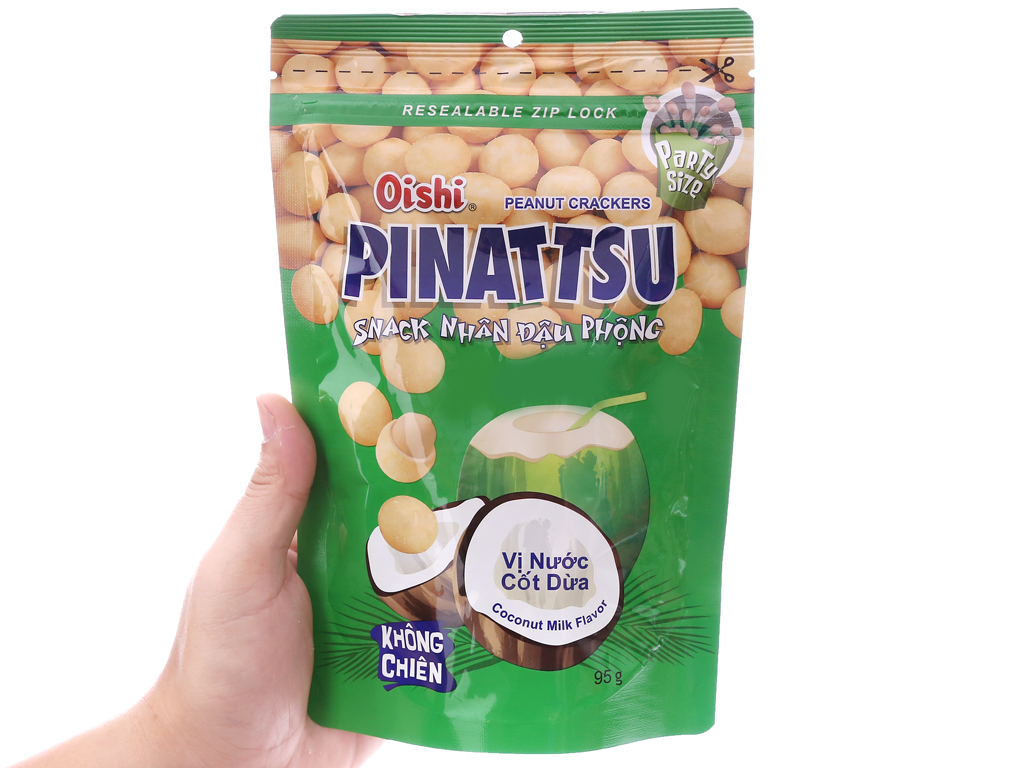 Snack nhân đậu phộng vị nước cốt dừa Pinattsu Oishi | Fas...