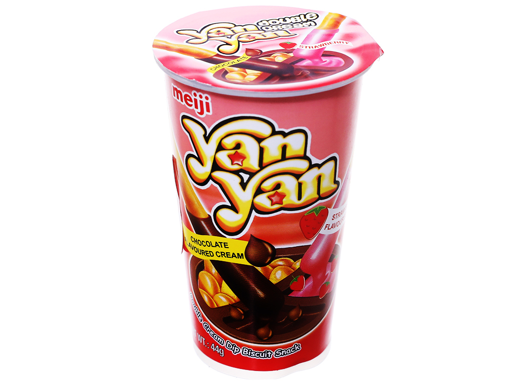Bánh que Meiji Yan Yan chấm kem hương dâu và sô cô la | V...