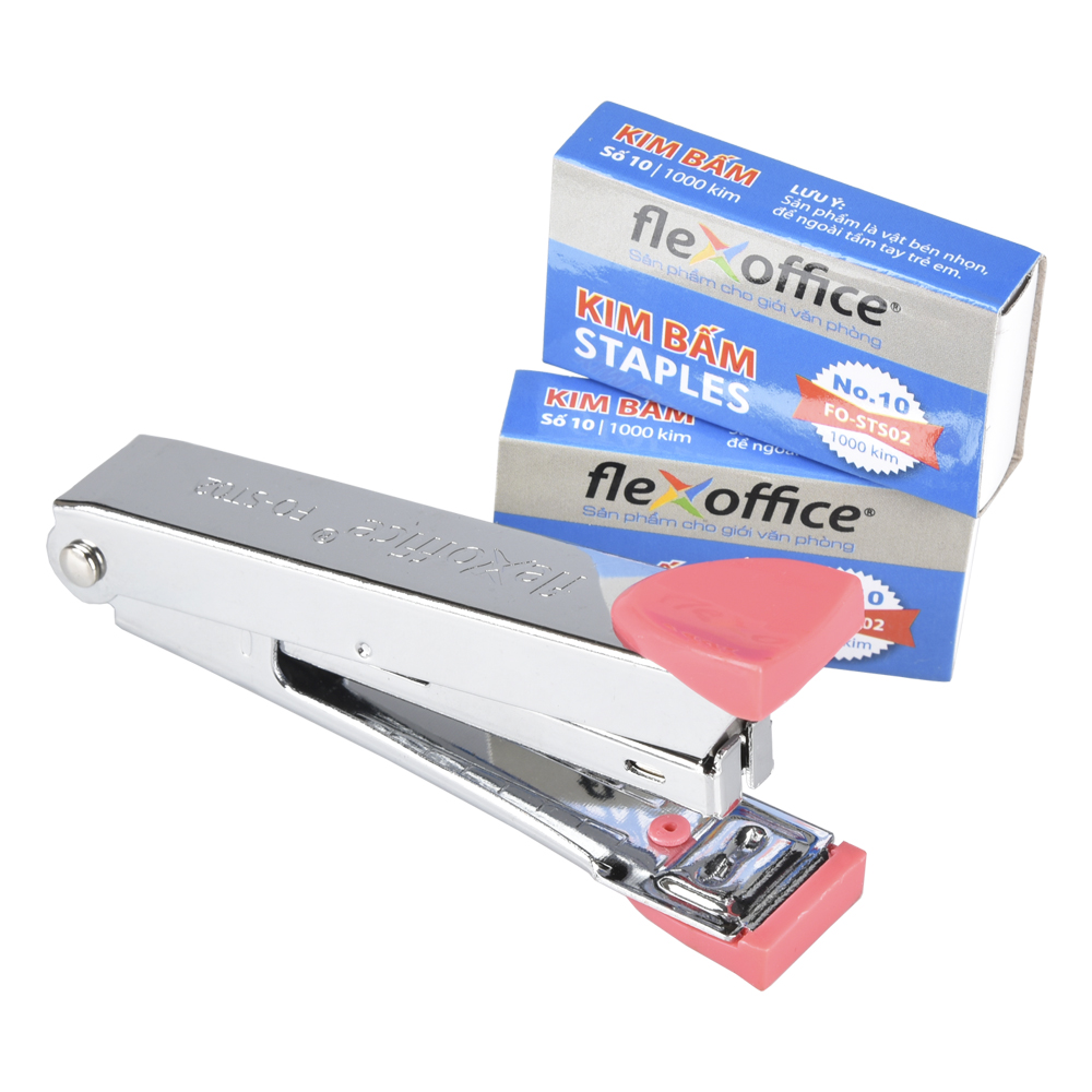 Bộ bấm kim số 10 và kim bấm flexoffice fo-st02-s2 | Fast.vn