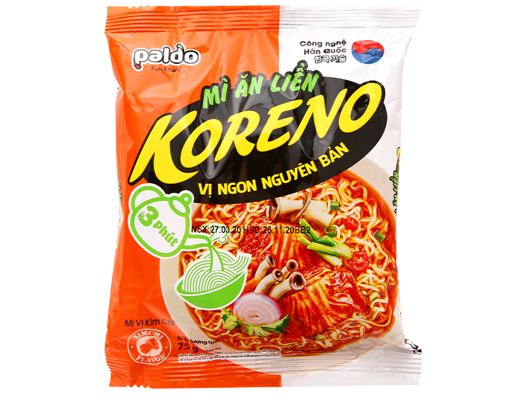 Lốc 6 gói mì Koreno vị kim chi | Văn phòng phẩm FAST - Gi...