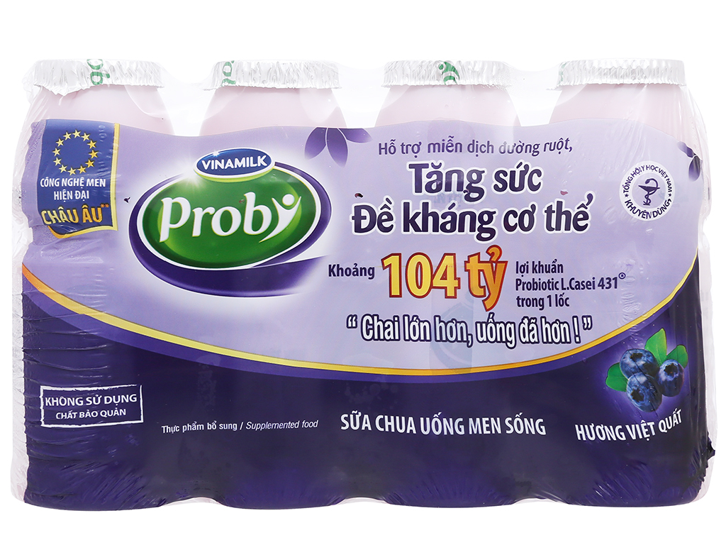 Lốc 4 chai sữa chua uống hương việt quất Vinamilk Probi