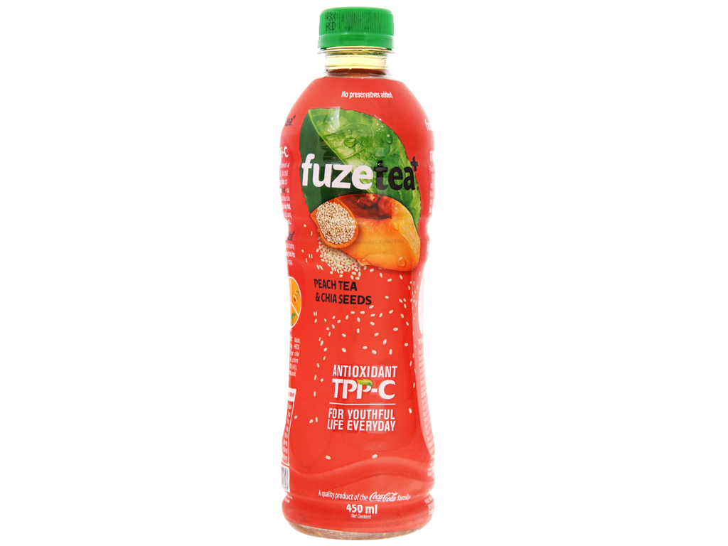 6 chai trà đào và hạt chia Fuze Tea+ 450ml | Fast.vn
