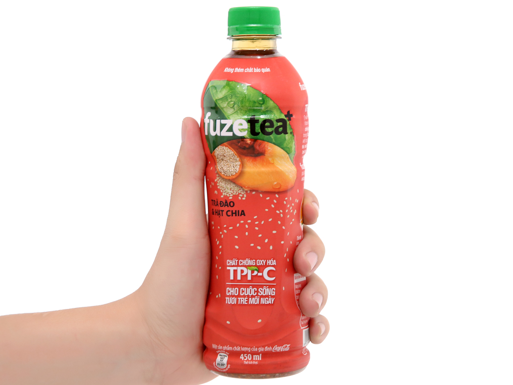 6 chai trà đào và hạt chia Fuze Tea+ 450ml | Fast.vn