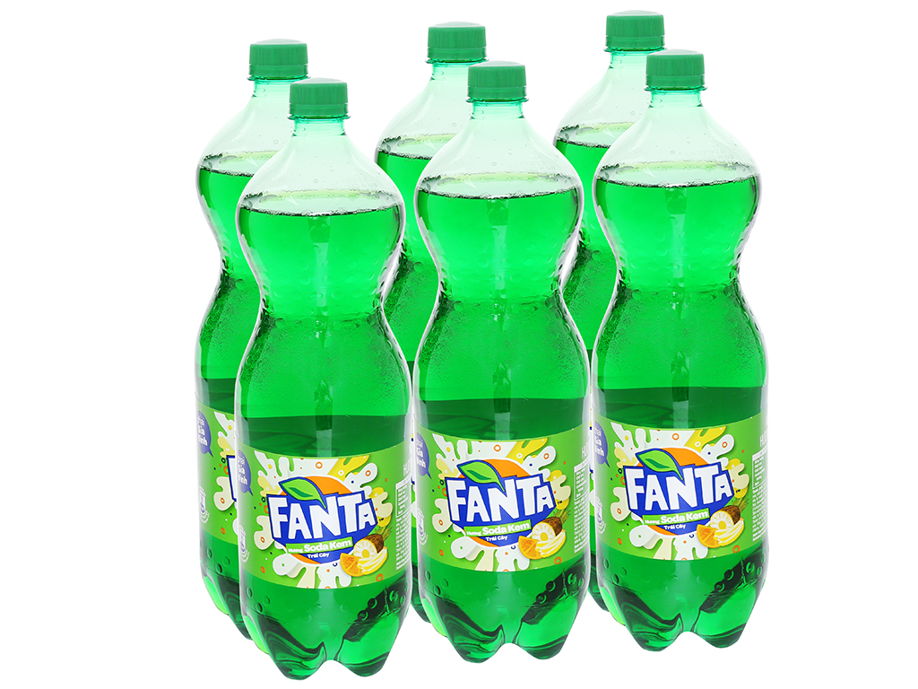 6 chai nước ngọt Fanta hương soda kem trái cây 1.5 lít