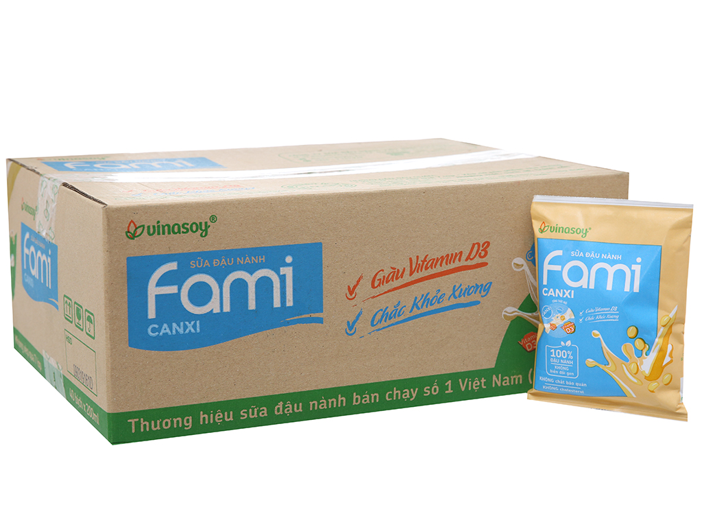 40 bịch sữa đậu nành Fami Canxi 200ml | Văn Phòng Phẩm On...