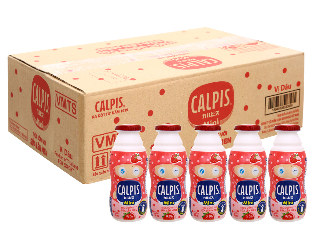 Thùng 40 chai thức uống từ sữa lên men hương dâu Calpis M...