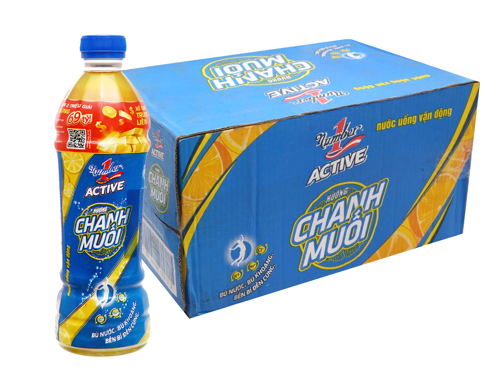 Thùng 24 chai nước uống vận động Number1 Active vị chanh ...