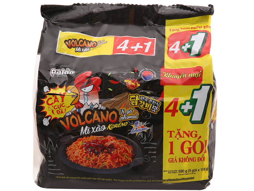 Thùng 6 lốc mì xào Koreno Volcano vị gà phô mai | Fast.vn